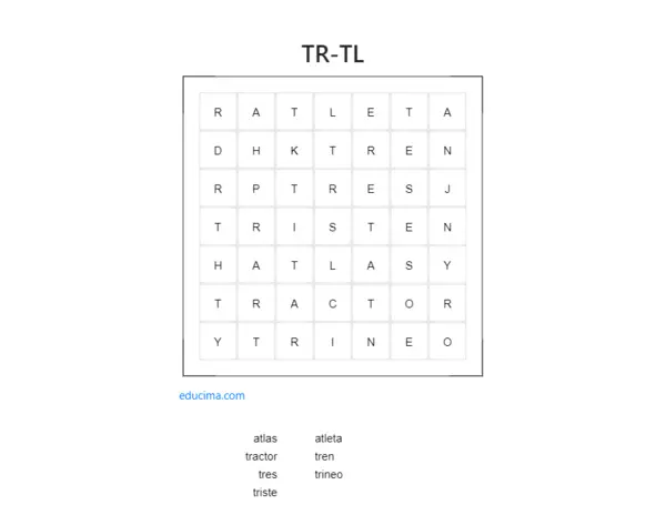 Sopa de letra TR-TL | profe.social